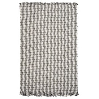 3'x5' Ivory Grey Hand Woven Houndstooth With Braided Fringe Indoor Area ...