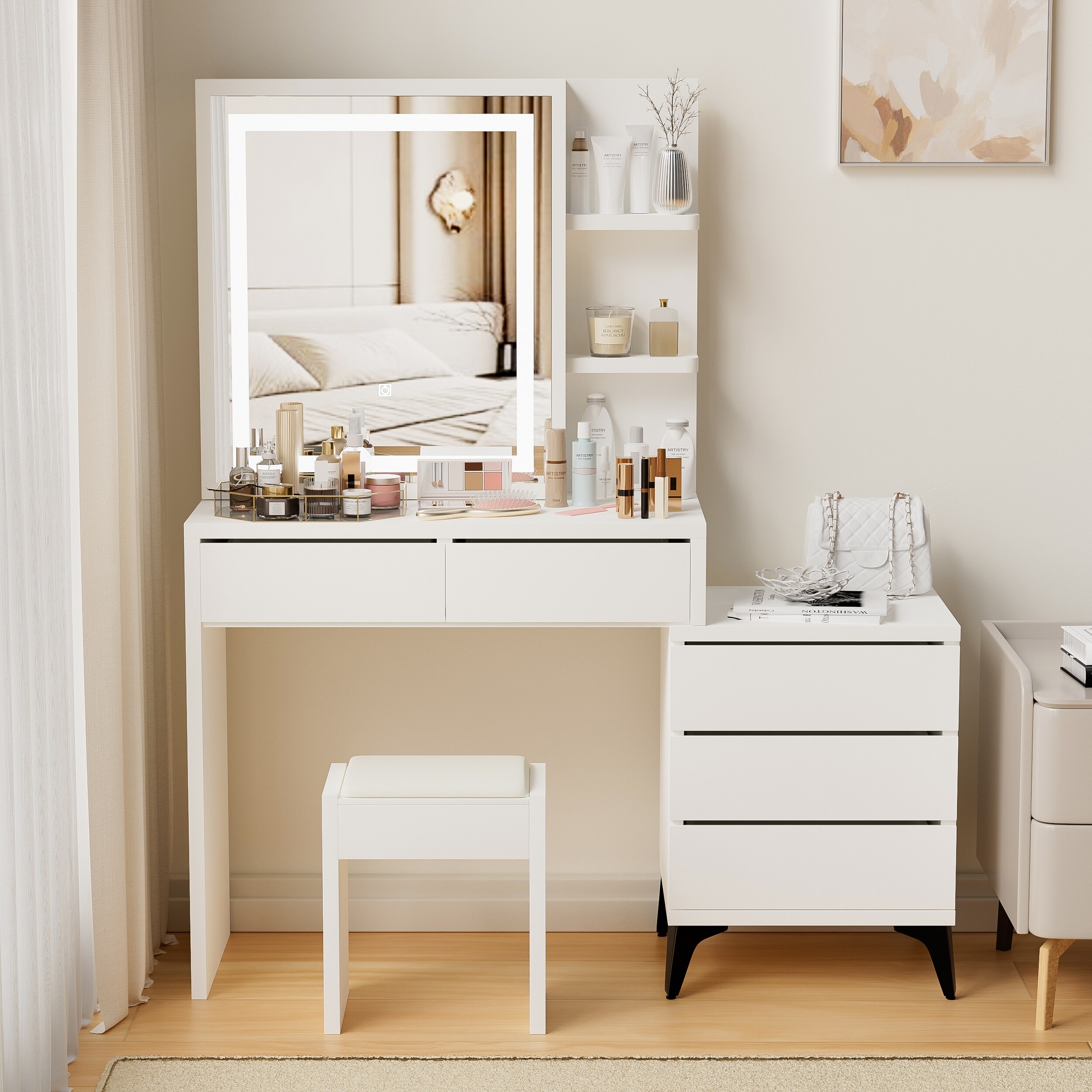Vanity and chair set store