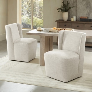 Iris Modern Upholstered Fabric Dining Chair with Casters - Bed Bath & Beyond - 39897173