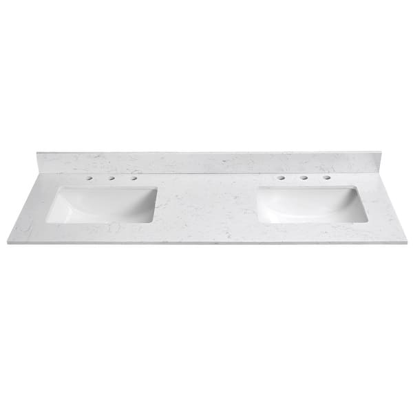 Vanityfair 60 Inch Engineered Marble Vanity Top with Double Sink - Bed ...