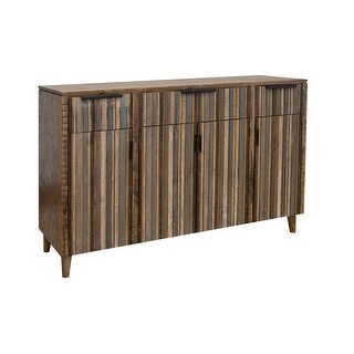 Texu 70 Inch Sideboard Console, Pine Wood, 4 Doors, 3 Drawers, Brown ...