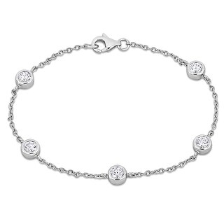 MIadora 2 3/5ct TGW White Cubic Zirconia Station Bracelet in 14k White ...