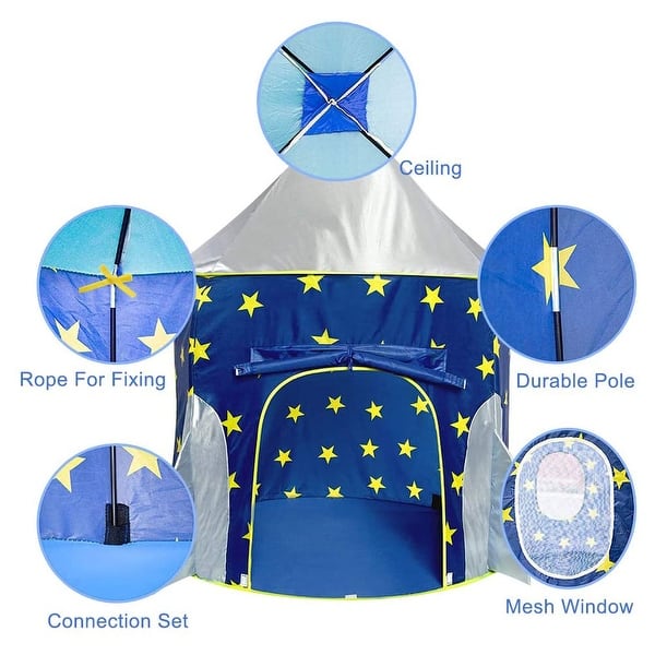 Rocket Ship Pop Up Kids Tent - Spaceship Rocket Indoor Playhouse Tent ...