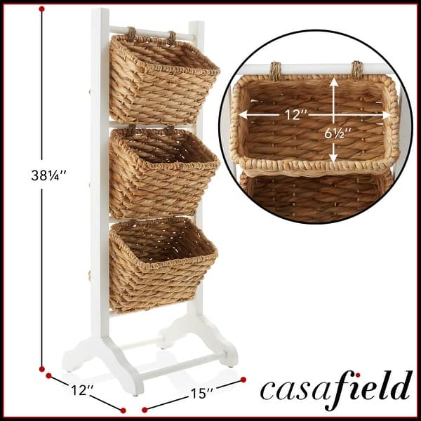 3Tier Floor Stand with Hyacinth Storage Basket Bins - Bed Bath & Beyond ...