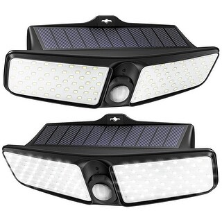 Litom 2 Pack Outdoor Solar Lights 100 LEDs Upgraded PIR Detection ...
