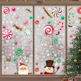 WALPLUS Santa And Snowman in Snowy Candyland Christmas XMAS Wall Decals ...