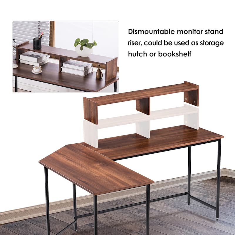 MCombo L-Shaped Computer Gaming Corner Desk with Large Monitor Stand ...