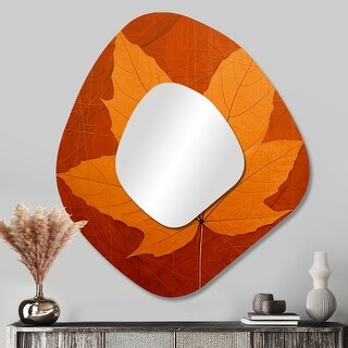 Designart - Amber Autumn Maple Leave - Leaves Wall Mirror In Dash ...