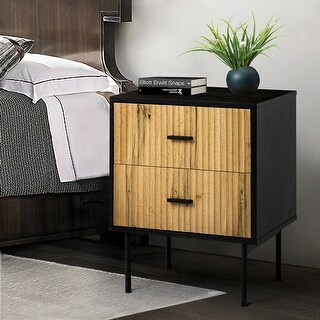 Double Drawer Bedside Table - Neutral Finish, Multifunctional Storage ...