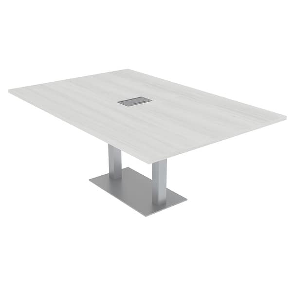 7Ft Rectangular Conference Room Table Power And Data Square Metal Base ...