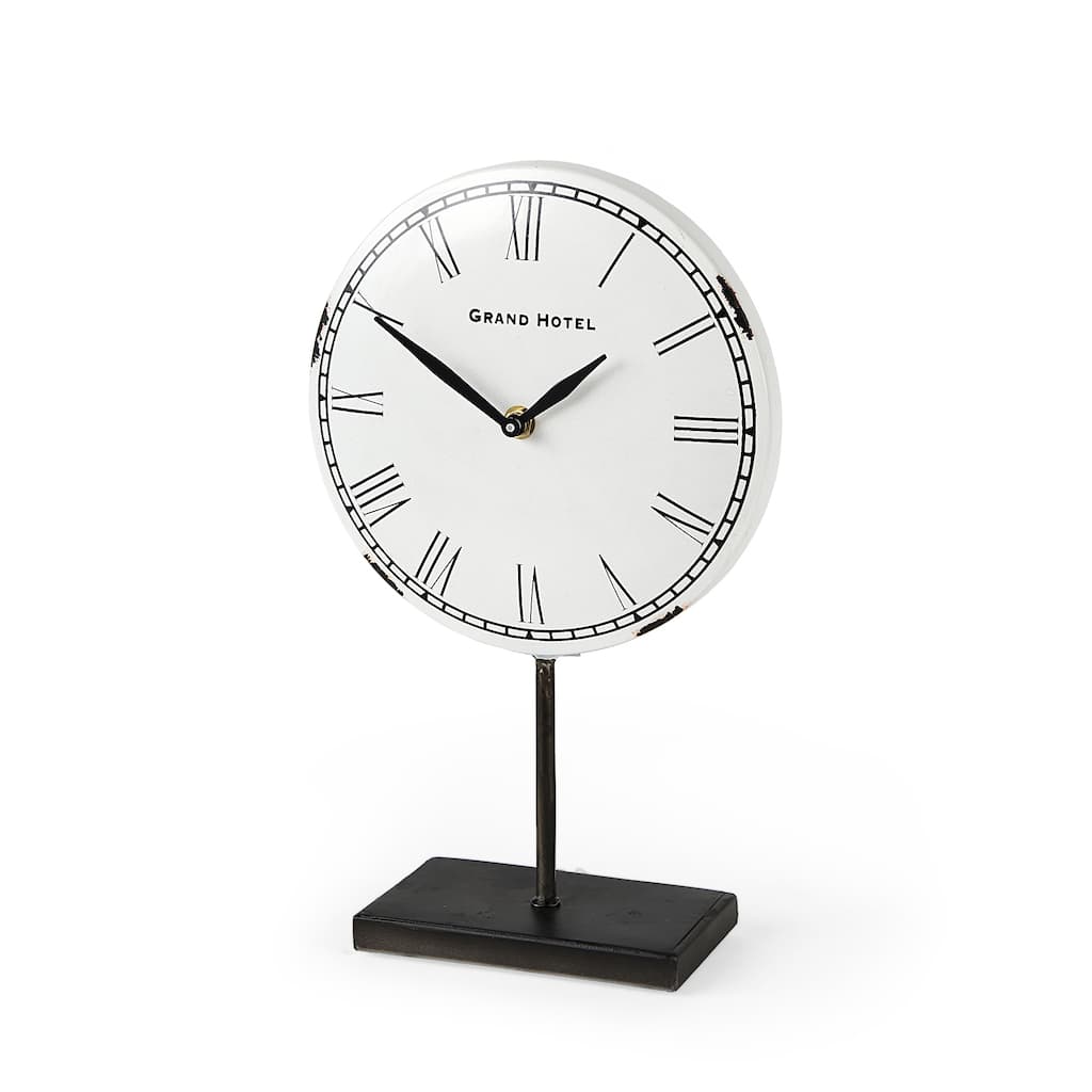 Mercana Harriet White/Bronze Metal Table Clock - 3.0L x 7.9W x 13.0H ...