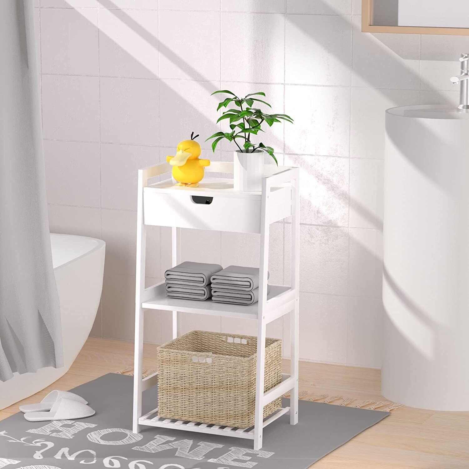 Bathroom table shelf store
