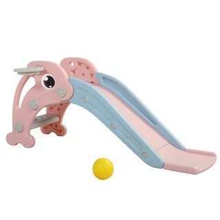 2 in 1 Slide, Toddler Freestanding Extra Long Slide with Basketball ...