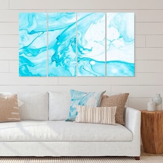 Designart "Liquid Art In Light Blue And Turquoise I" Modern Canvas Wall ...