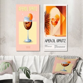 Orange Aperol Spritz On The Rocks Night Out I - Cocktails Wall Art Set ...
