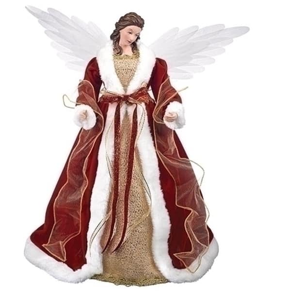 18" Red and Gold Angel Tree Topper With Moving Wings - N/A - Bed Bath ...