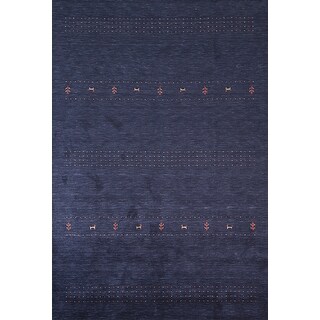 Blue Tribal Gabbeh Oriental Area Rug Handmade Wool Carpet - 6'6"x 9'8 ...