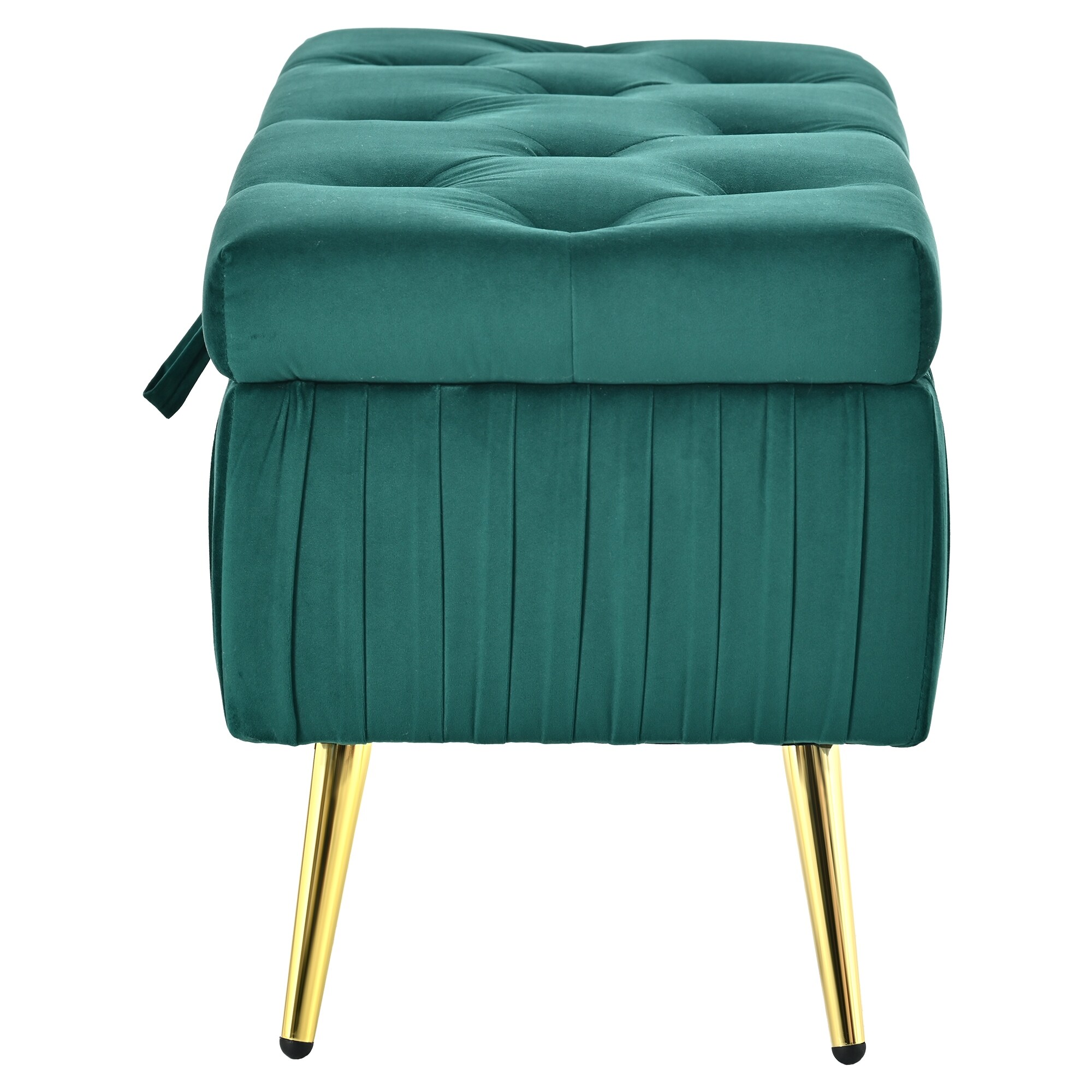 4 5 Inch Button Tufted Ottoman With Safety Close Hinge Bed Bath