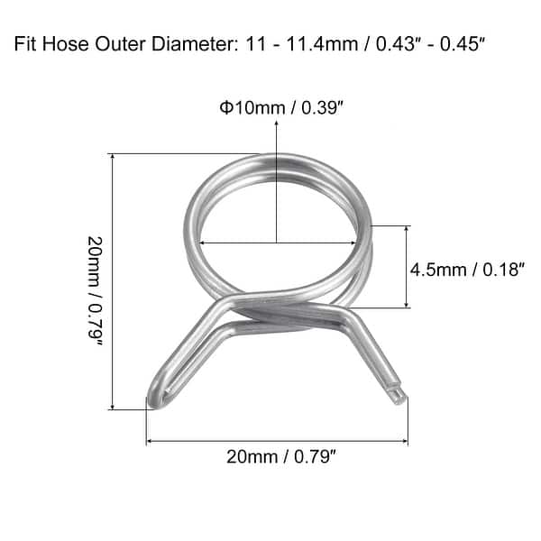 Double Wire Spring Hose Clamp, 10pcs 304 Stainless Steel 10mm Spring ...