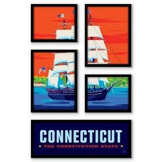 Americanflat Connecticut State Pride 5 Piece Grid Framed Print Wall Art ...
