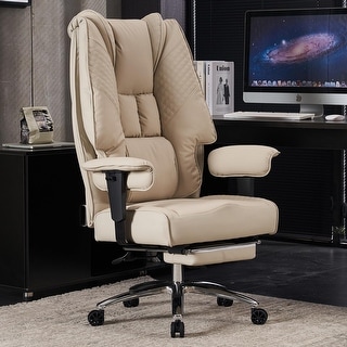 Big and Tall Office Chair 400lbs Wide Seat, Leather High Back Executive ...