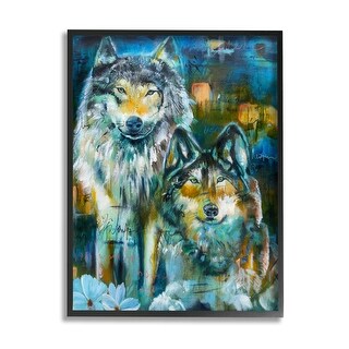 Stupell Abstract Wolf Pair Framed Giclee Art Design by Linda McClure ...