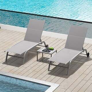 Outdoor Lounge Chairs with 5 Adjustable Position, Pool Lounge Chairs ...