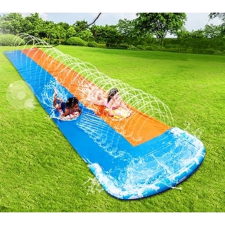 32.5ft Extra Long Water Slide with 2 Inflatable Boards, Heavy Duty ...