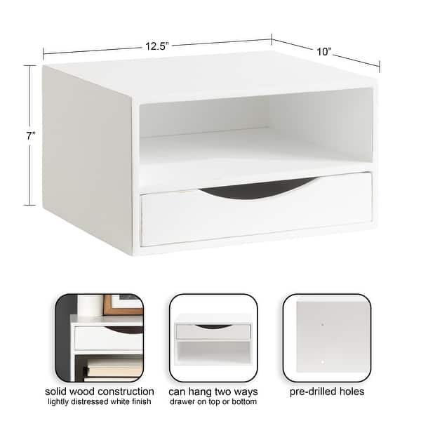 Kate and Laurel Hutton Floating Wall Shelf with Drawer - 12.5x10x7 ...
