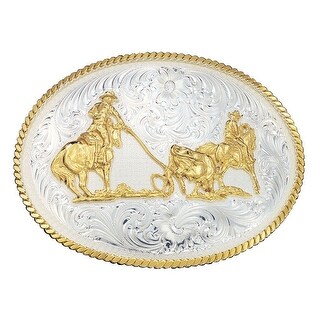 Montana Silversmiths Western Belt Buckle Large Team Ropers 2130 - Bed ...