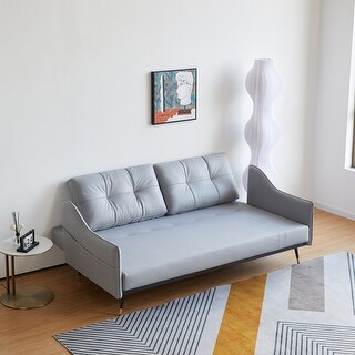 JASIWAY 80.7'' Vegan Leather Sleeper Sofa, Gray - Bed Bath & Beyond ...