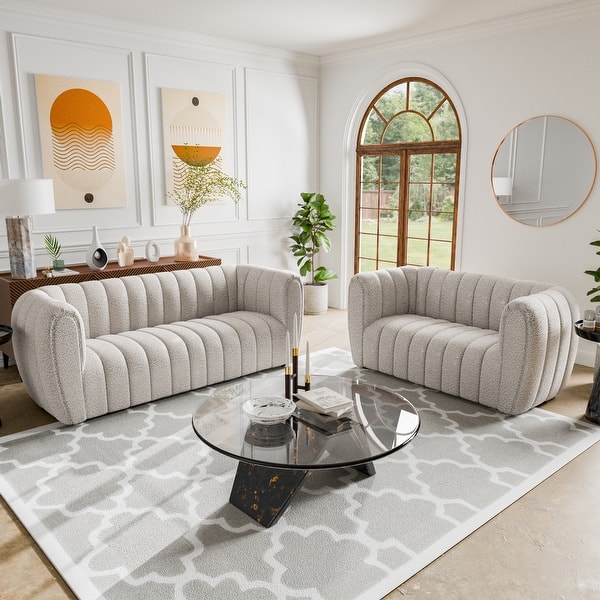 Furniture of America Lucinda Modern Vertical Channel Tufted Boucle ...