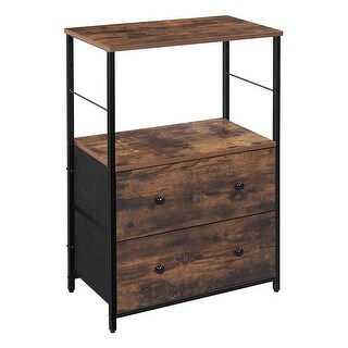 Doe 33 Inch 2 Drawer Nightstand, Engineered Wood, Metal, Rustic Brown ...