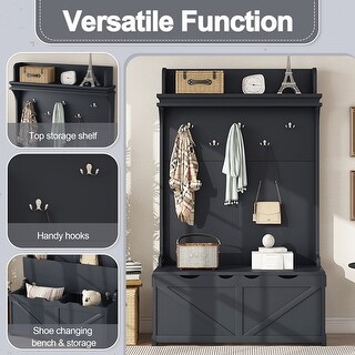 Coat Rack Bench Entryway Storage Bench Leisure Bench Hall Tree - Bed ...