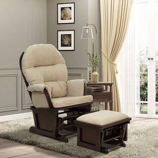 Cream White Linen Modern Nursery Glider Rocking Chair Recliner - Bed ...
