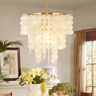 1-Light Gold Capiz Shell Chandelier Seashell Ceiling Light Fixture ...