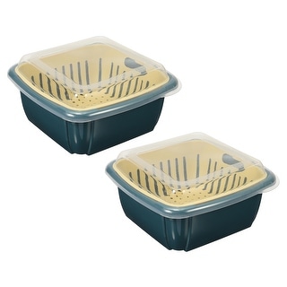 Kitchen Double Layer Colander with Lid, 2 Pcs Drain Basket Set - 22cm x ...