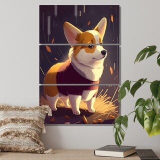 Designart "Cute Little Corgi Dog" Dog Gangster Mafia Canvas Art Print ...
