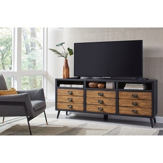 Mid-Century 60" TV Console, Entertainment Stand, Wood Accent Cabinet ...