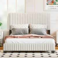 Elegant Velvet Upholstered Platform Bed: Sturdy Wood Frame, Easy ...