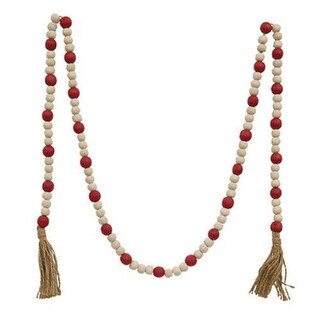 Red and Natural Bead Garland 5ft - Bed Bath & Beyond - 37670392