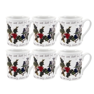 Portmeirion Set of 6 The Holly and The Ivy Breakfast Mugs - 9 oz - Bed ...
