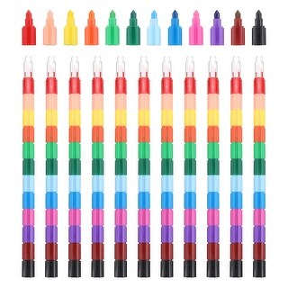 Stacking Crayons, 12 Pack 12 Colors Stackable Buildable Drawing Crayons ...
