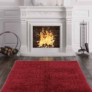 Flokati Ultra Heavy Red Wool Rug - 4' x 6' - Bed Bath & Beyond - 9098650