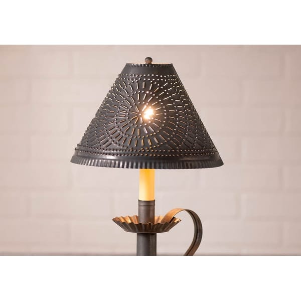 Irvins Country Tinware Plantation Candlestick Lamp Kettle Black Shade ...