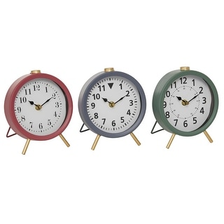 Wooden Airplane Clock with Gold Accents - Set of 3 Multi Colored ...