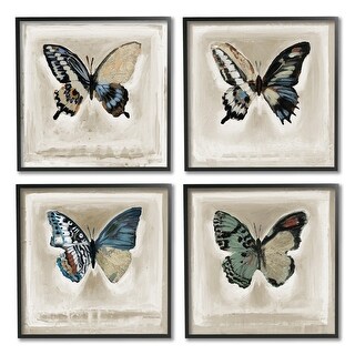 Stupell Asymmetrical Butterfly Wing Patterns 4 Piece Set Framed Giclee ...