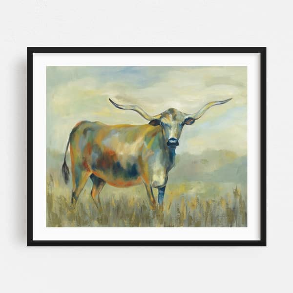 Colorful Longhorn Cow Illustrations Animals Cattle Art Print/Poster ...
