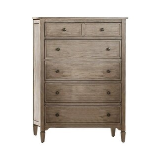 5 Drawer Transitional Wooden Chest with Round Knobs, Gray - Bed Bath ...