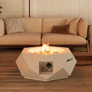 Hexagonal Terrazzo Outdoor Firepit Table - Bed Bath & Beyond - 38211186